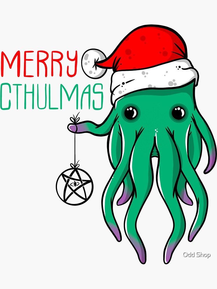 "Christmas Cthulhu" Sticker for Sale by OddShopStore | Redbubble
