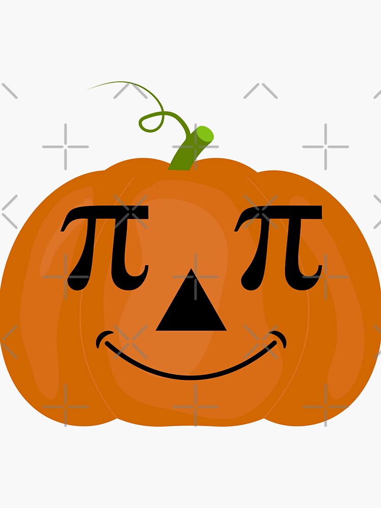 "Pumpkin face laughing Pi Pie Funny Math with slant stem" Sticker for ...