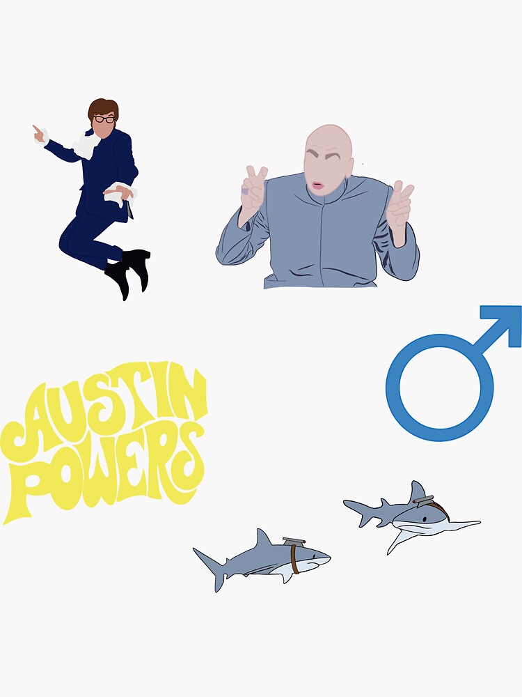"Austin Powers pac " Sticker for Sale by hilarymullett | Redbubble