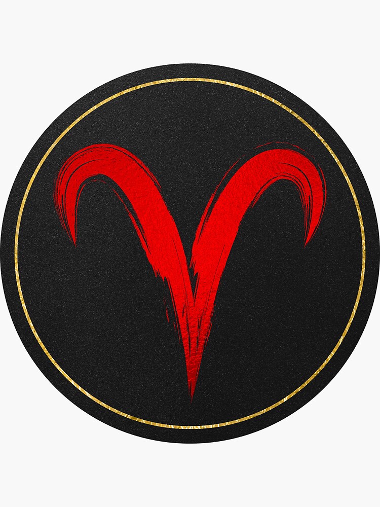 "Aries sign in red and gold metallic texture" Sticker for Sale by ...