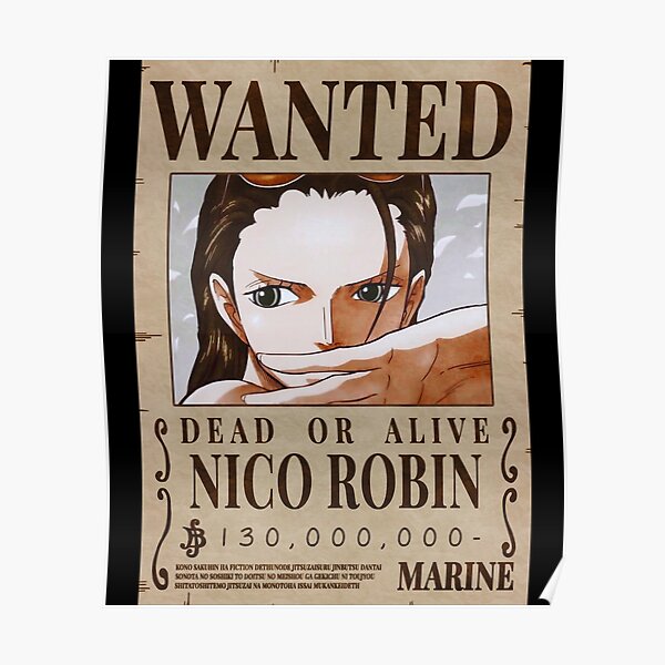 "One Piece Nico Robin Bounty Wanted Poster - Tshirt" Poster for Sale by ...