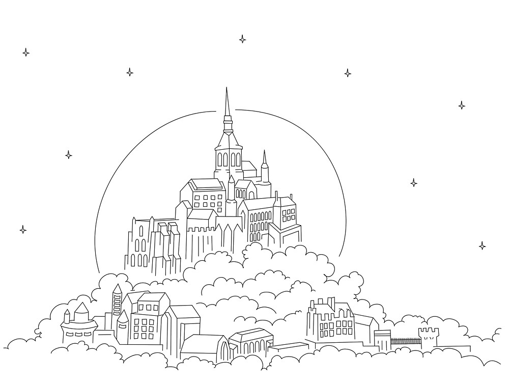 "Sky Castle (Black and White Linework)" by COLE-CHRISTIAN | Redbubble