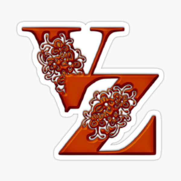 "Double Monogram - VZ - Single font - Engraved Floral" Sticker for Sale ...