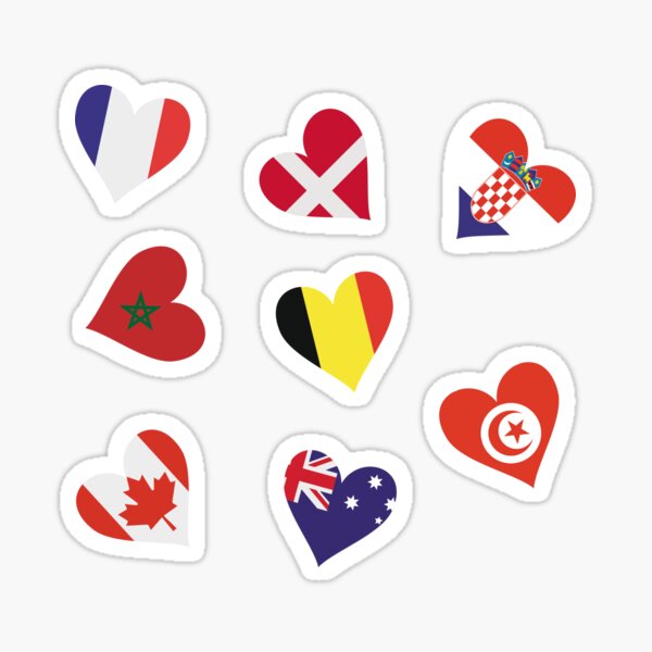 "WC 2022 Hearts 4 (Country stickers)" Sticker for Sale by Gorg3ousPrint ...
