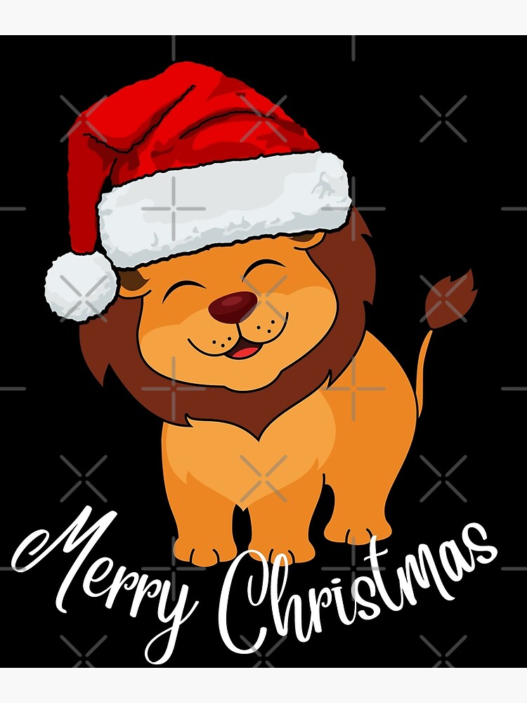 "Cute Lion Merry Christmas - Funny Quote" Poster for Sale by pod-plus ...