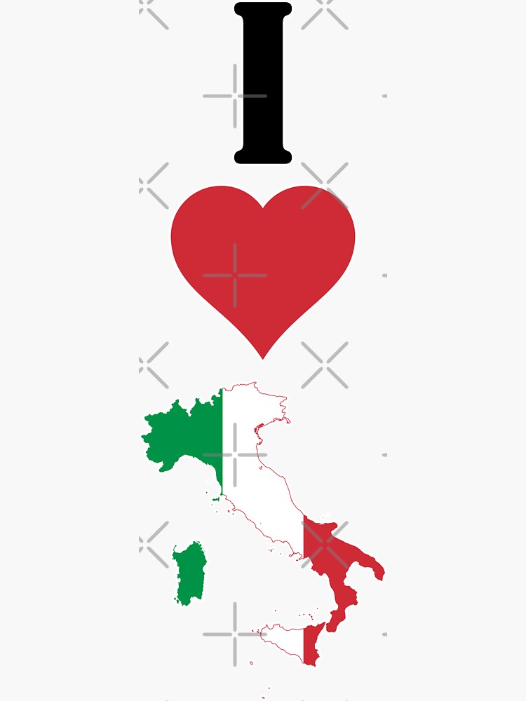 "I Love Italy Vertical I Heart Italia Flag Map" Sticker for Sale by ...