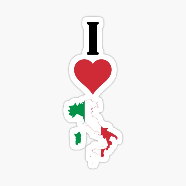 "I Love Italy Vertical I Heart Italia Flag Map" Sticker for Sale by ...