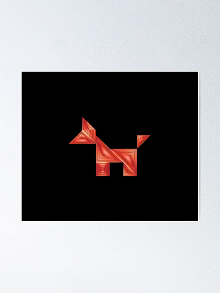 "Tangram Dog - Gold and Red" Poster for Sale by Xeveokapa | Redbubble