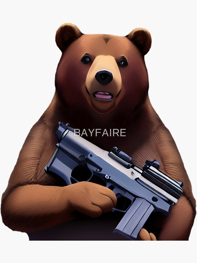 "Bear Gun Sticker" Sticker for Sale by BAYFAIRE | Redbubble