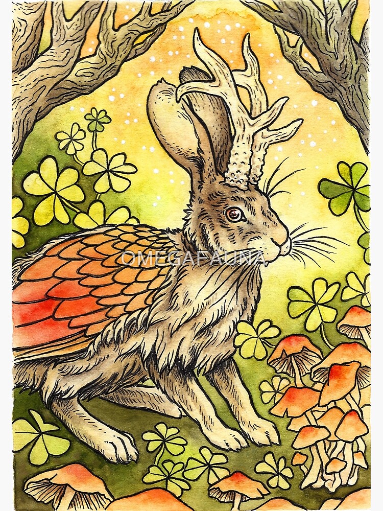 "Winged Jackalope in Summer Plumage | Watercolor Nature Painting ...