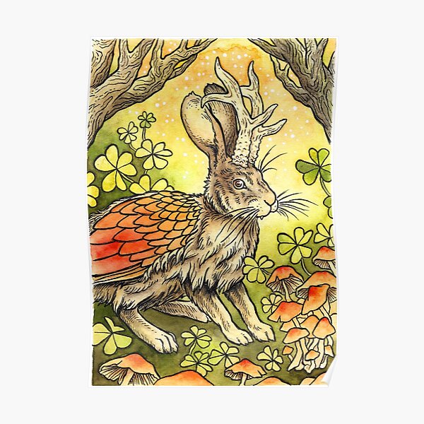 "Winged Jackalope in Summer Plumage | Watercolor Nature Painting ...