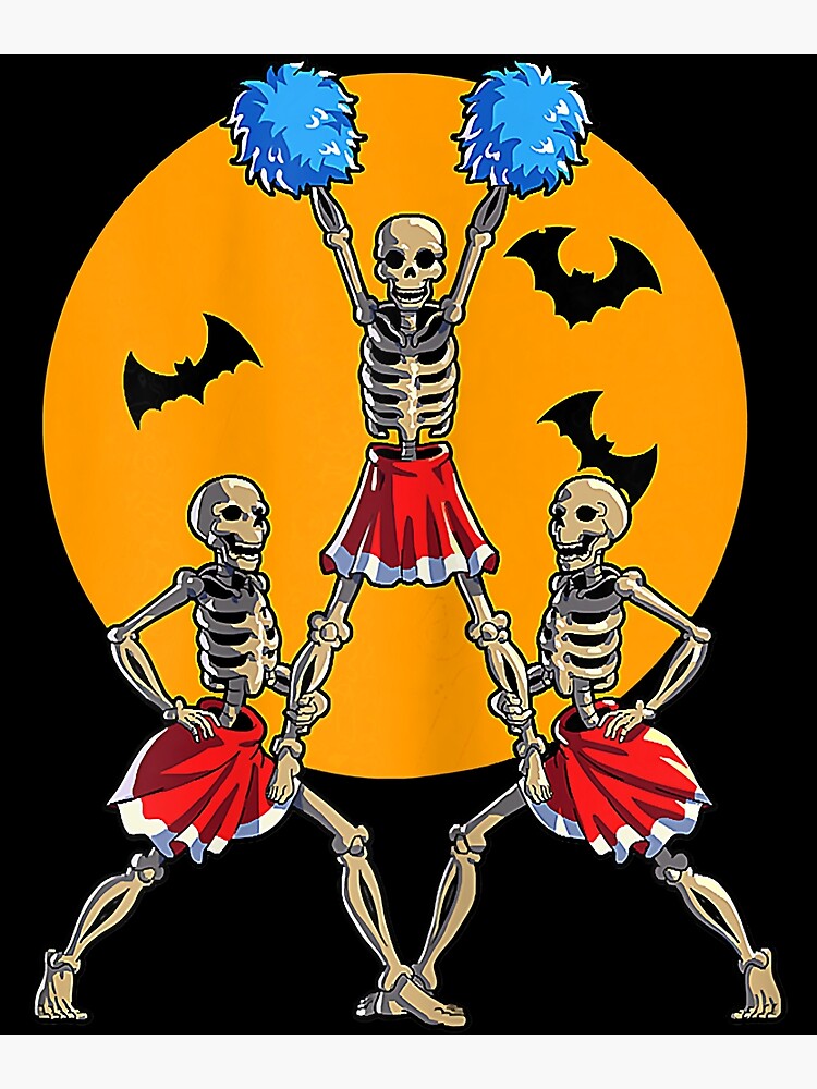 "Cheerleading skeleton halloween cheer skeleton cheerleader" Poster for ...