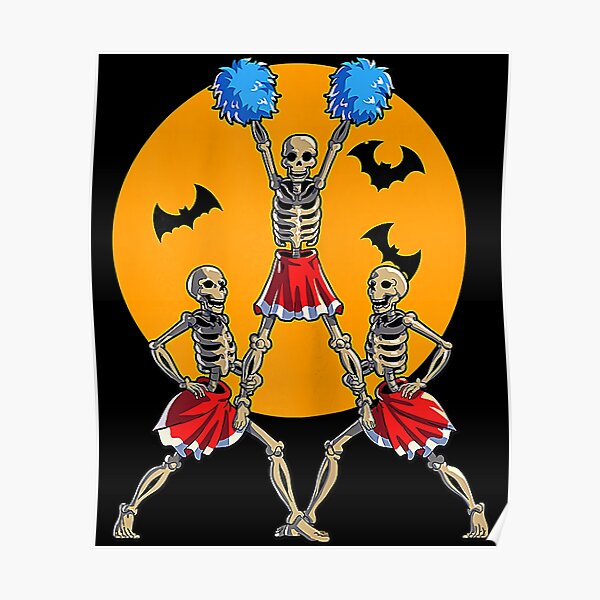 "Cheerleading skeleton halloween cheer skeleton cheerleader" Poster for ...
