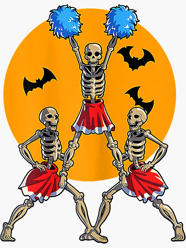 "Cheerleading skeleton halloween cheer skeleton cheerleader" Sticker ...