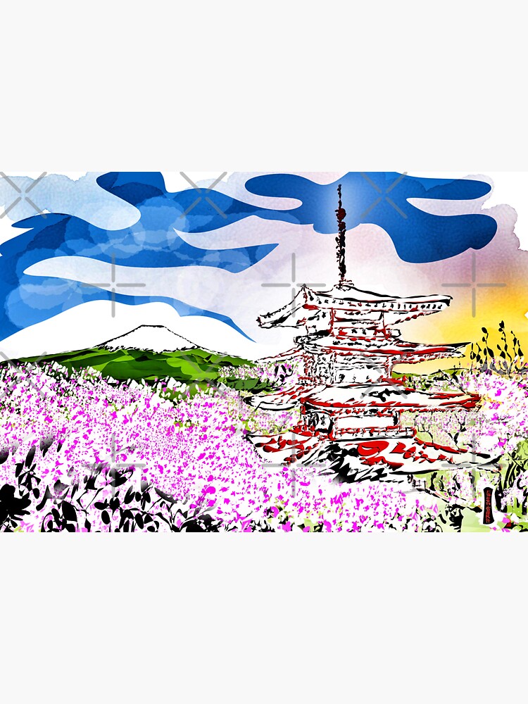 "Mount Fuji watches the cherry blossoms" Sticker for Sale by cachaldora ...