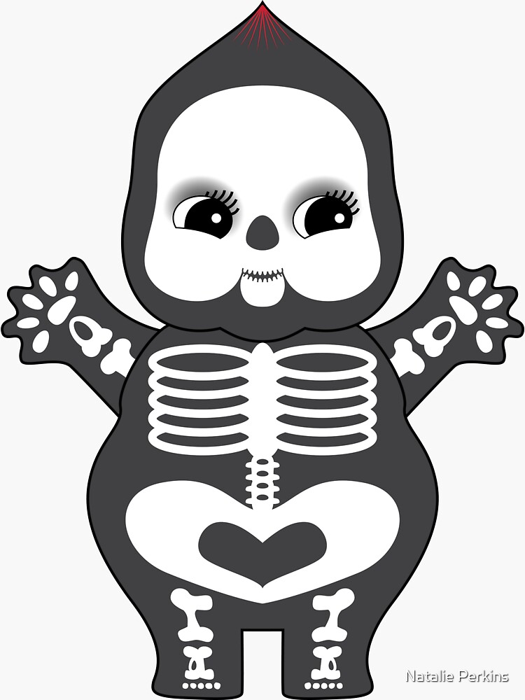 "Chubby Skeleton Kewpie" Sticker for Sale by definatalie | Redbubble