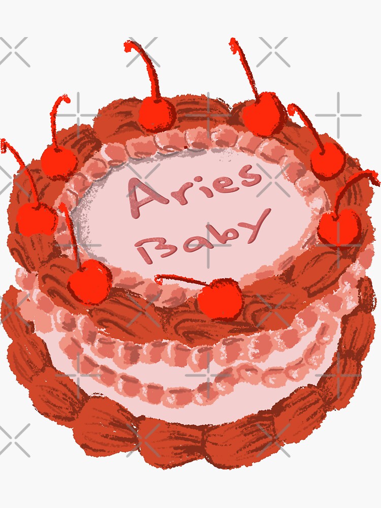 "Zodiac cake: Aries baby (cherries on top cake)" Sticker for Sale by ...