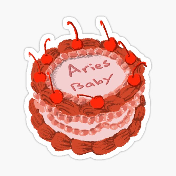 "Zodiac cake: Aries baby (cherries on top cake)" Sticker for Sale by ...