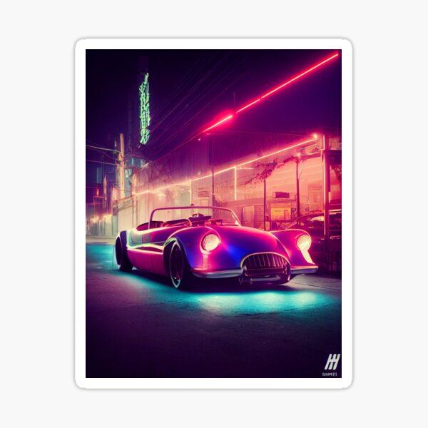 "Classic Roadster In A Futuristic City" Sticker for Sale by ...