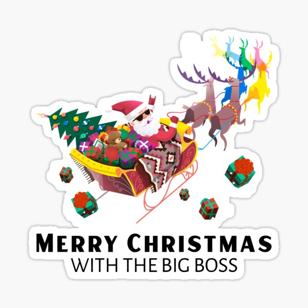 "Merry christmas with the big boss" Sticker for Sale by Dipak15 | Redbubble