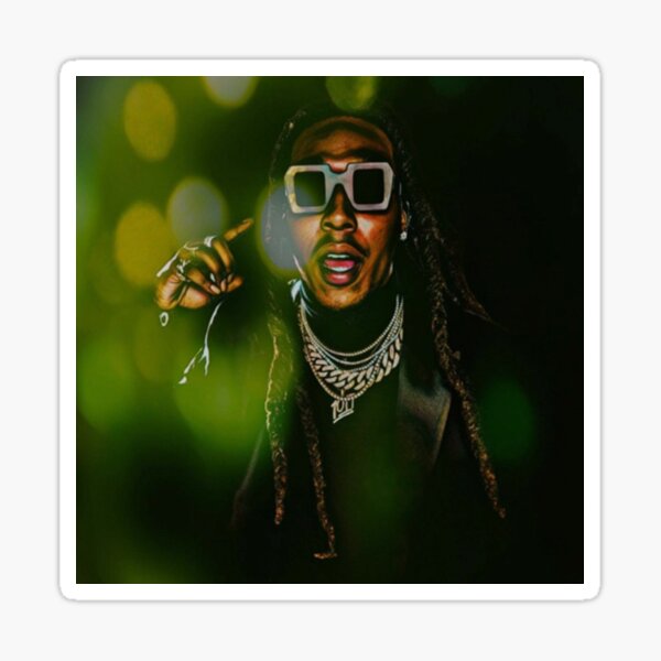 "Takeoff Migos Rapper Tribute" Sticker for Sale by CRYSTANOLLEY | Redbubble