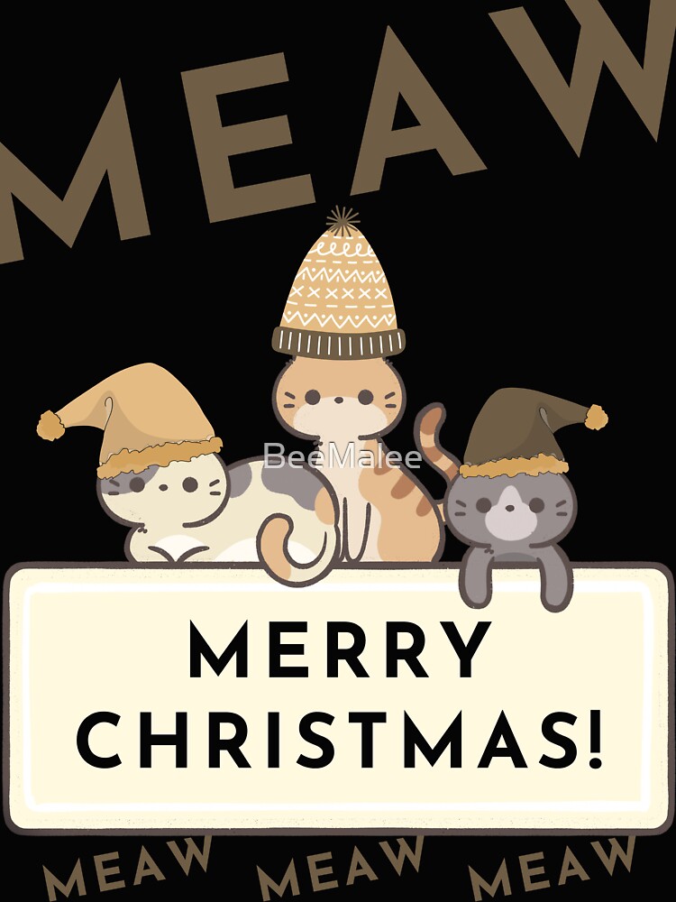 "Meaw Kitten Merry Christmas Greetings" Sticker for Sale by BeeMalee ...