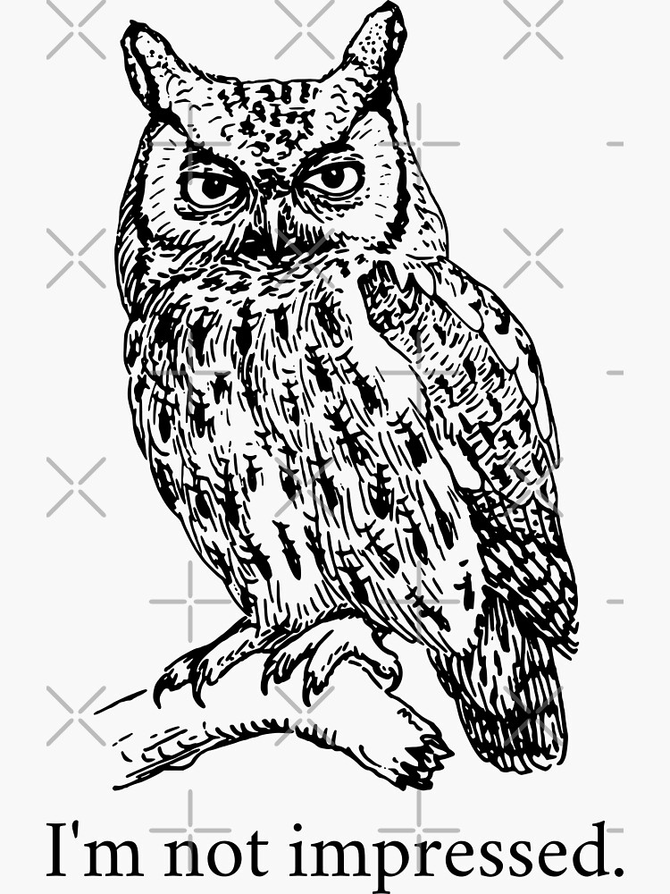 "Screech Owl is not impressed." Sticker for Sale by NiftyTees | Redbubble