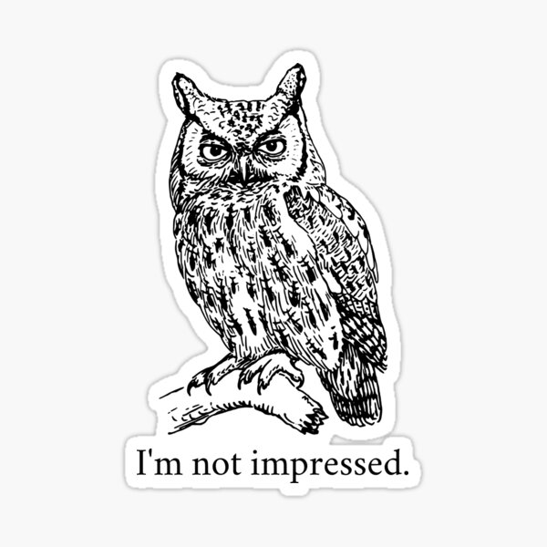 "Screech Owl is not impressed." Sticker for Sale by NiftyTees | Redbubble