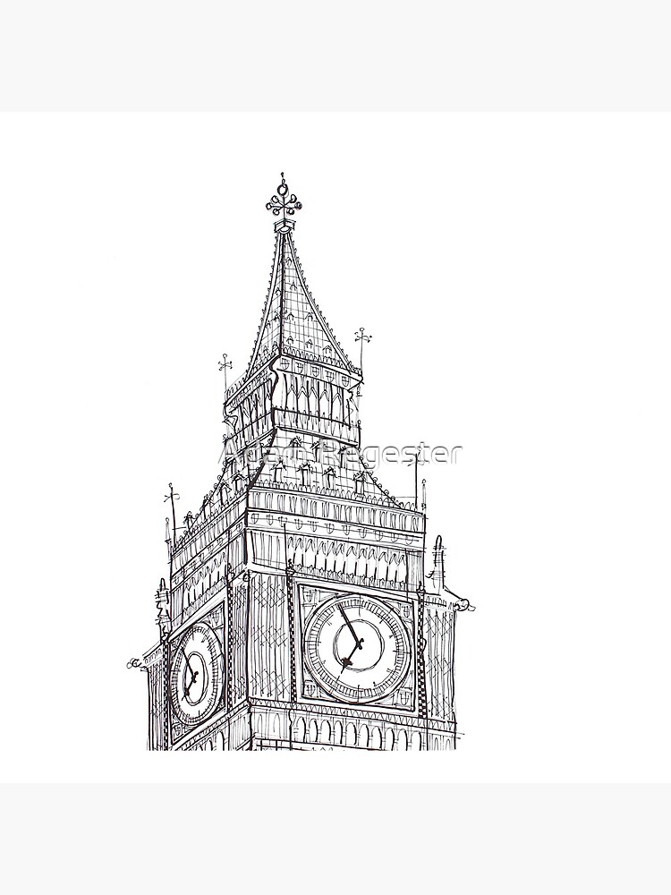"Big Ben Line Drawing" Throw Pillow by AdamRegester | Redbubble