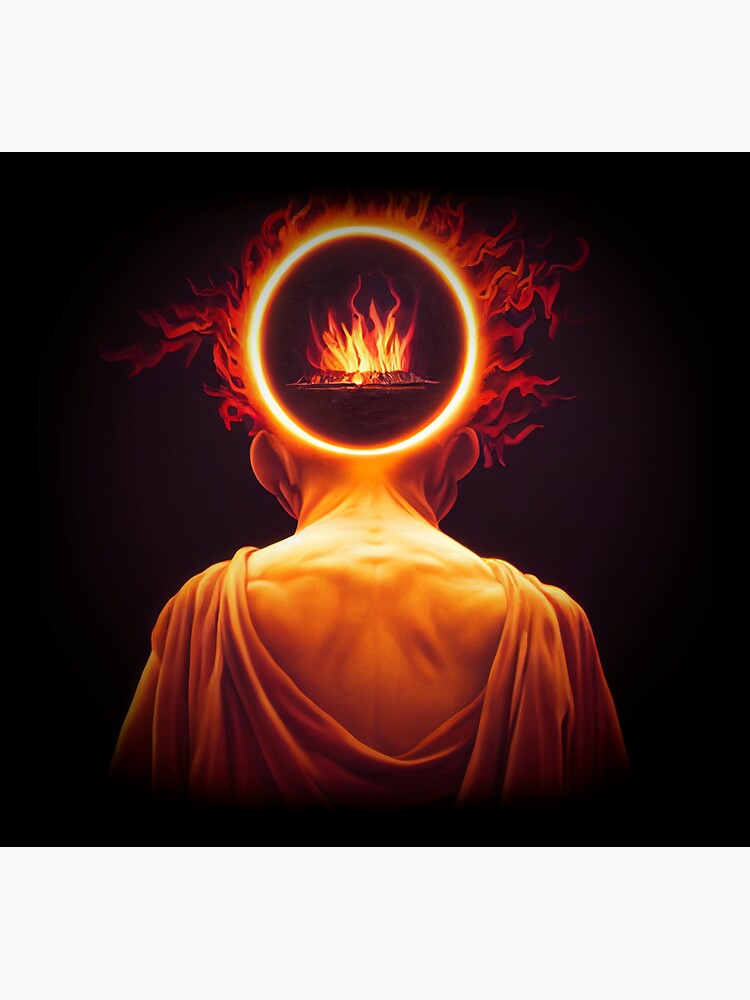 "Burning Monk" Sticker for Sale by Definitelycole | Redbubble