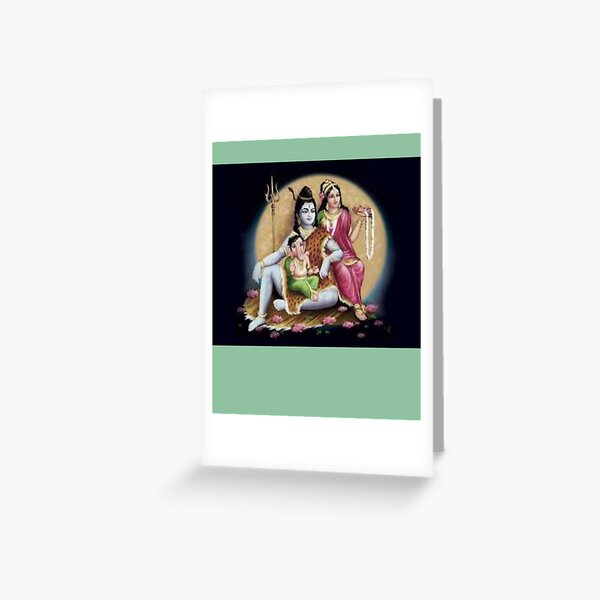 "Indian Gods Shiva Parvati and Ganesha" Greeting Card for Sale by ...