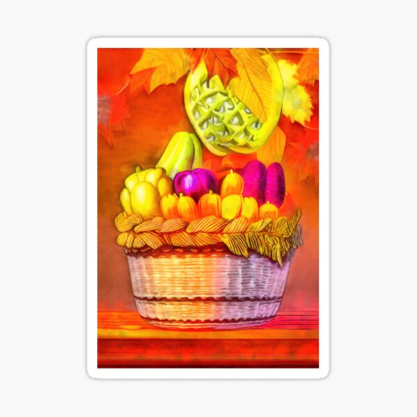 "Fruits and vegetables in a basket" Sticker for Sale by AnnArtshock ...