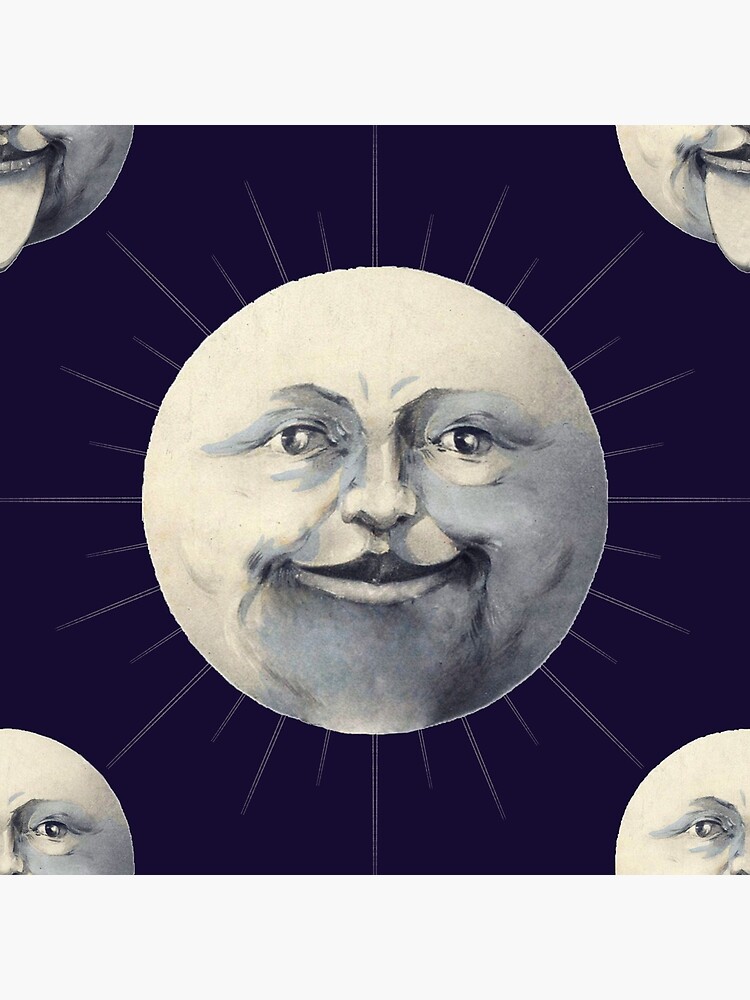 Póster «Funny Moon Face Emoji Oldschool sobre un fondo azul con un ...