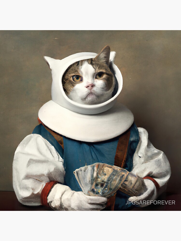 "portrait of a grumpy cat in a space suite counting money oil painting ...