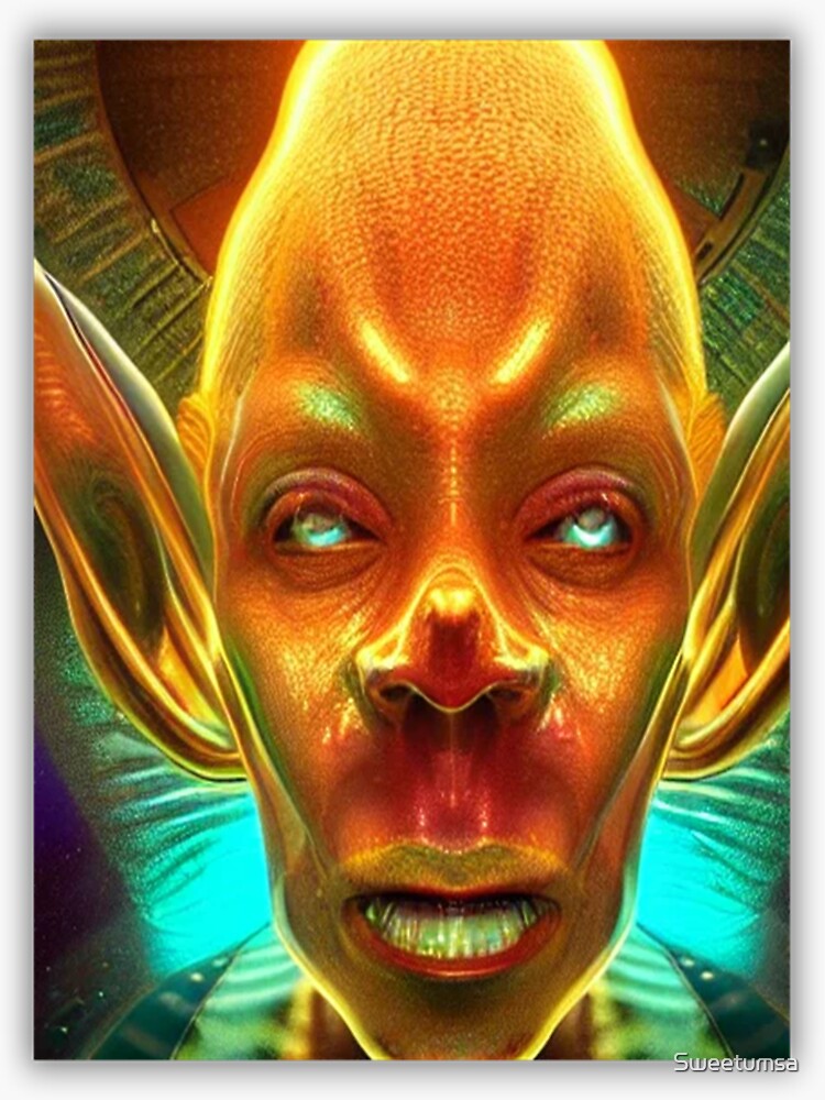 "Alien God Psychedelic Overtones" Sticker for Sale by Sweetumsa | Redbubble