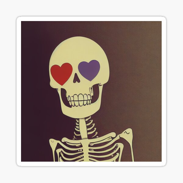"Skeleton with Heart Eyes" Sticker for Sale by Definitelycole | Redbubble