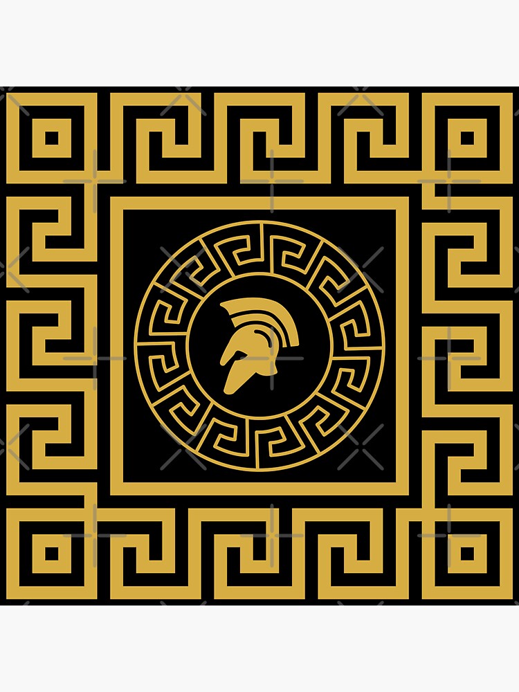 "Greek meander key Spartan Helmet pattern Black and gold edition ...