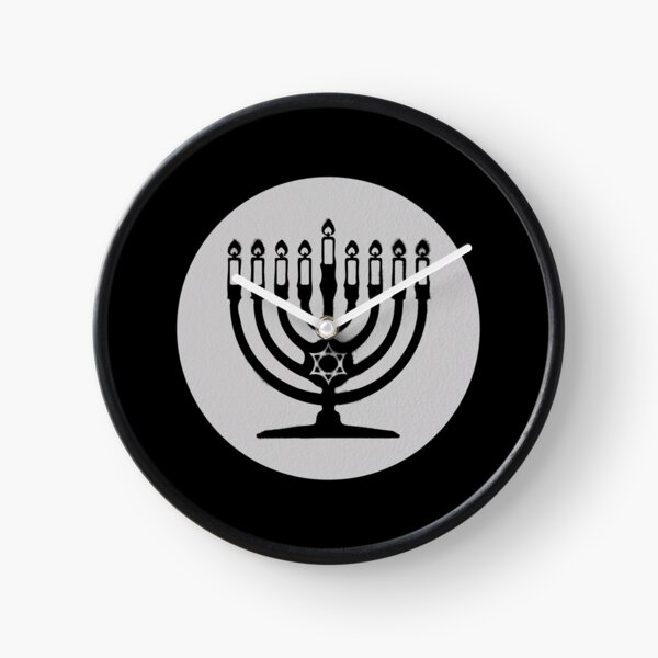 Reloj «Hanukkah menorah tinta de candelabro de nueve brazos en círculo ...