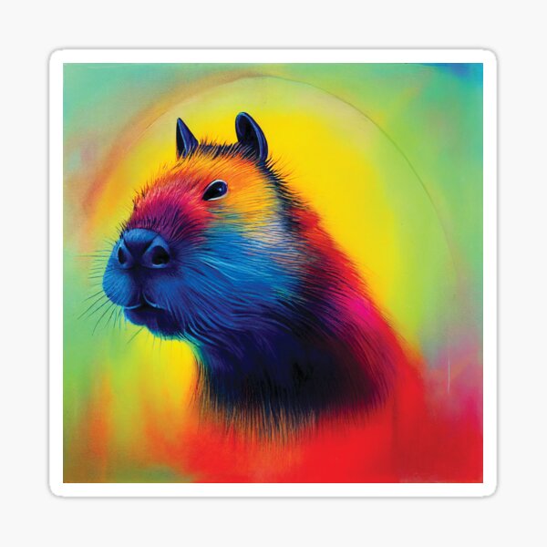 "Capybara in Rainbow Colours" Sticker for Sale by Geminiartstudio ...