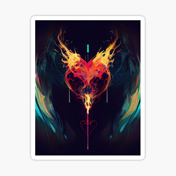 "flaming heart shaped like a skull" Sticker for Sale by pcusine | Redbubble