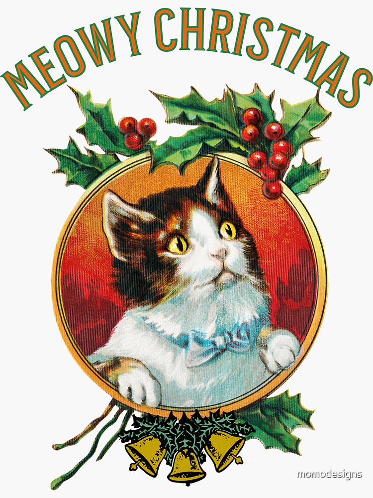 "Meowy Christmas" Sticker for Sale by momodesigns | Redbubble
