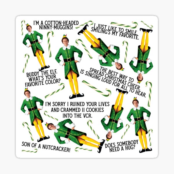 "Buddy The Elf Print White" Sticker for Sale by BethLeo | Redbubble