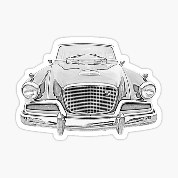 "Studebaker Golden Hawk 1950s American classic car monochrome" Sticker ...