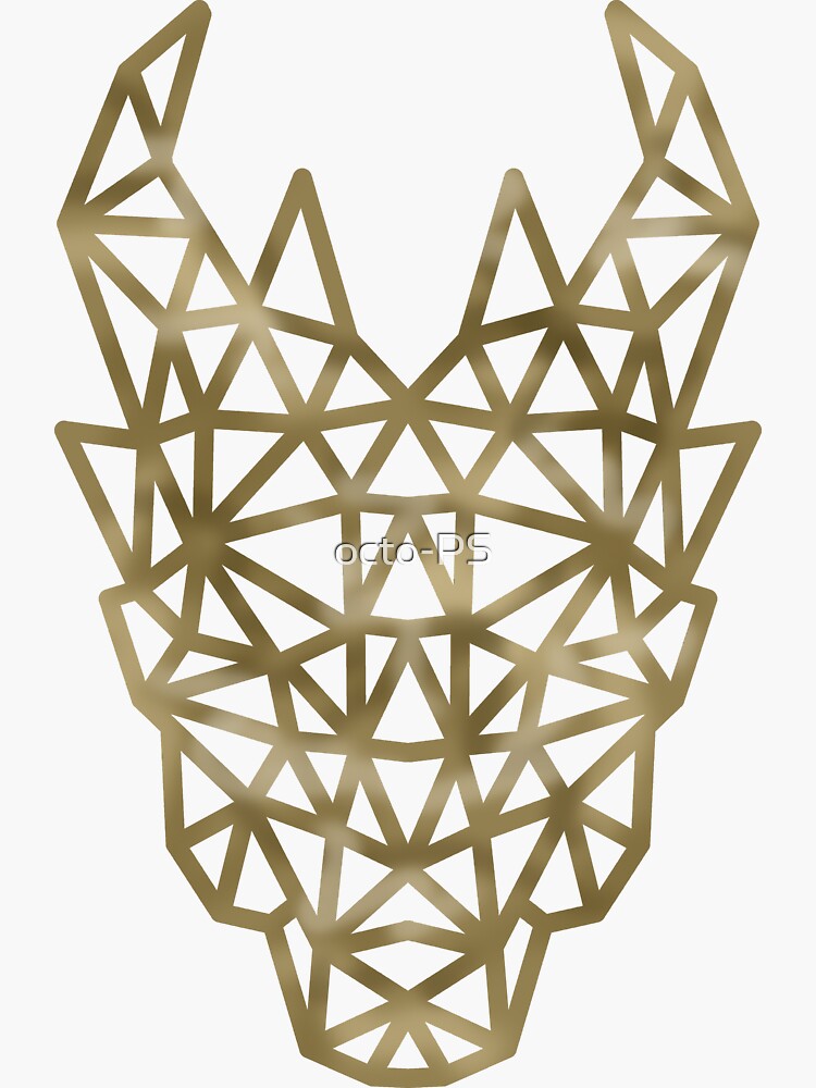 Pegatina «cabeza de dragón dorado como líneas de cuadrícula» de octo-PS ...