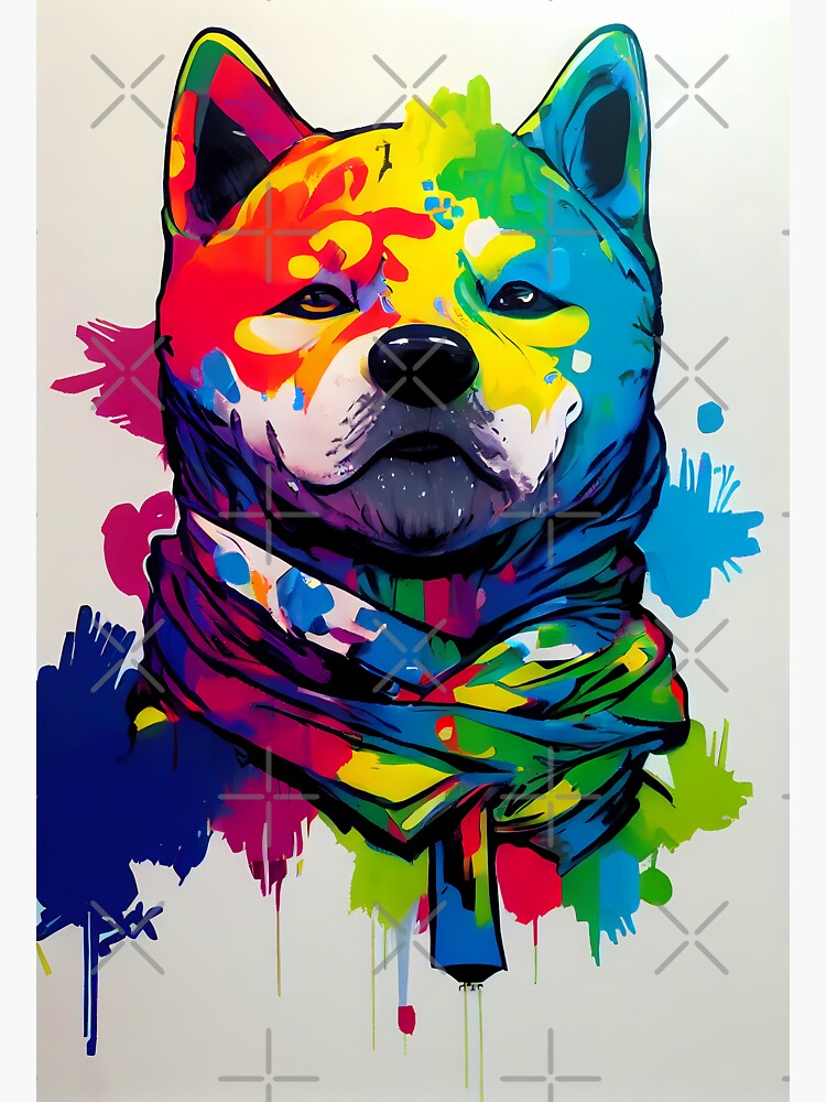 "Graffiti Shiba Inu Acrylic Paint Rainbow Colors Anthropomorphic Shibe ...
