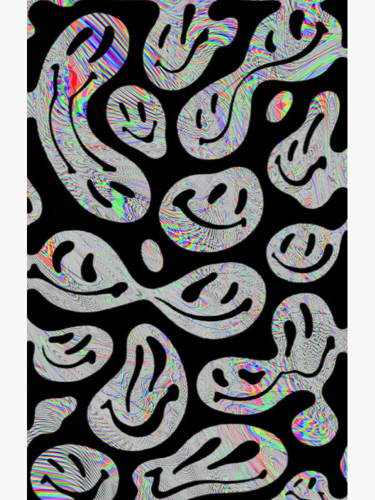 "Trippy Holographic Melting Smiley Face Pattern" Sticker for Sale by ...