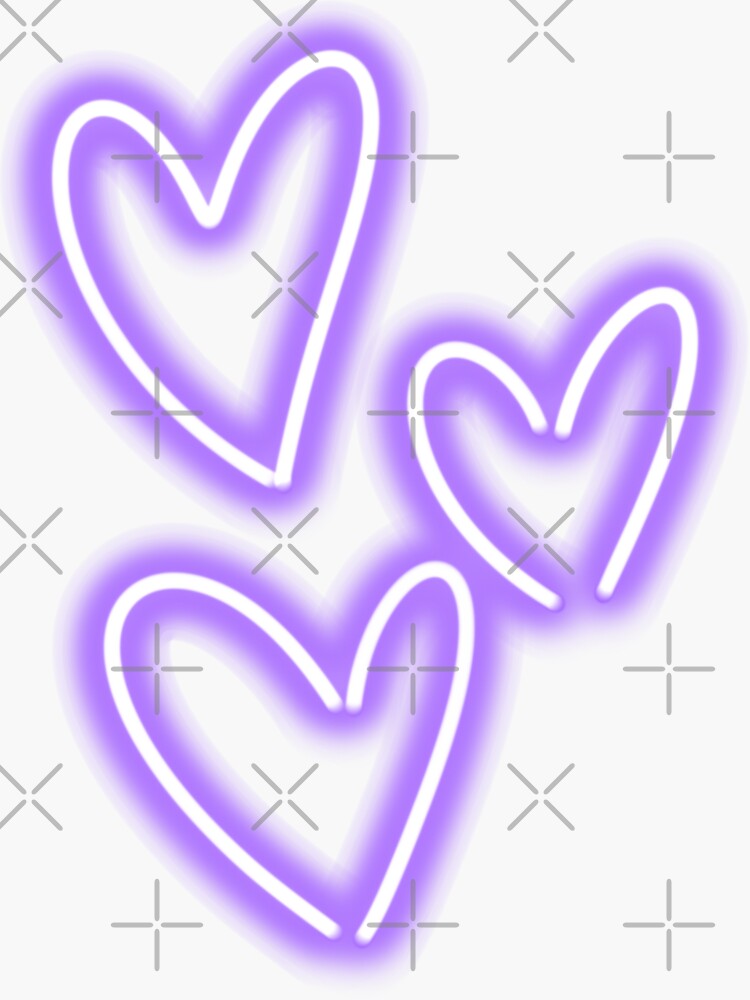 "Neon Purple Hearts" Sticker for Sale by RainnzStickerz | Redbubble
