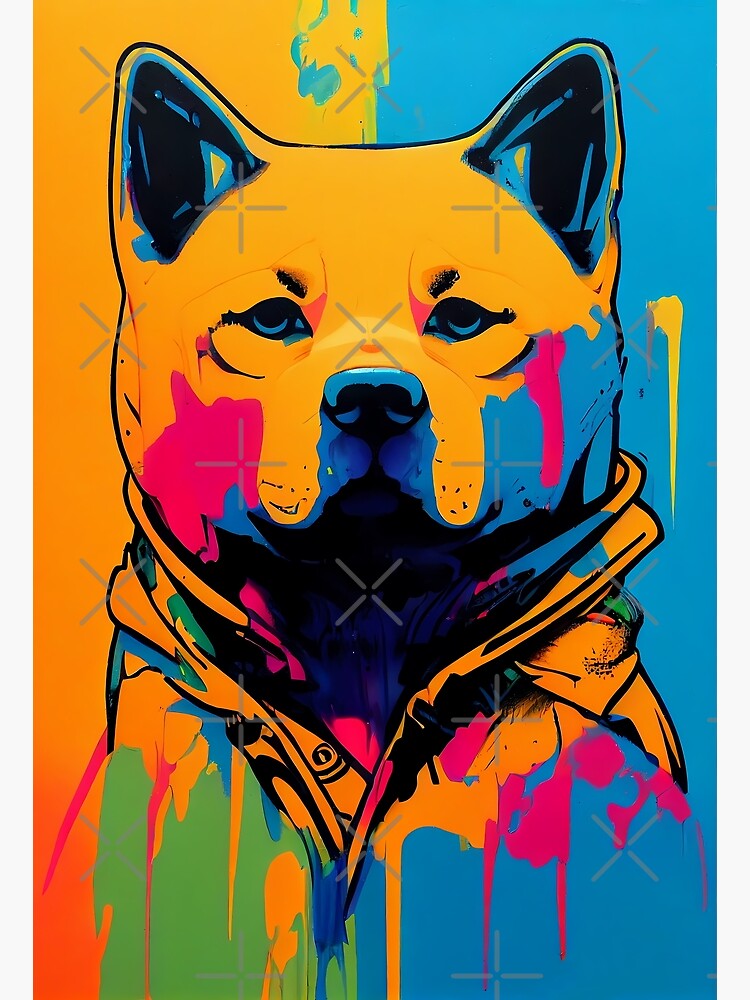 "Graffiti Shiba Inu Acrylic Paint Rainbow Colors Anthropomorphic Shibe ...