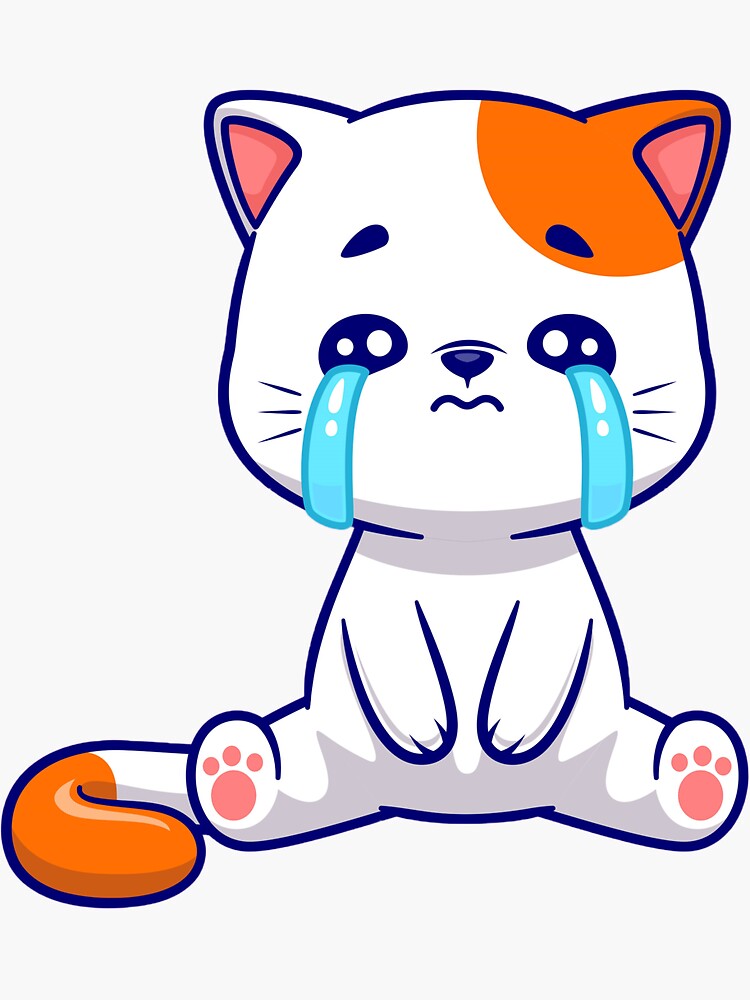 "Sad Cat" Sticker for Sale by FlexingMerch | Redbubble