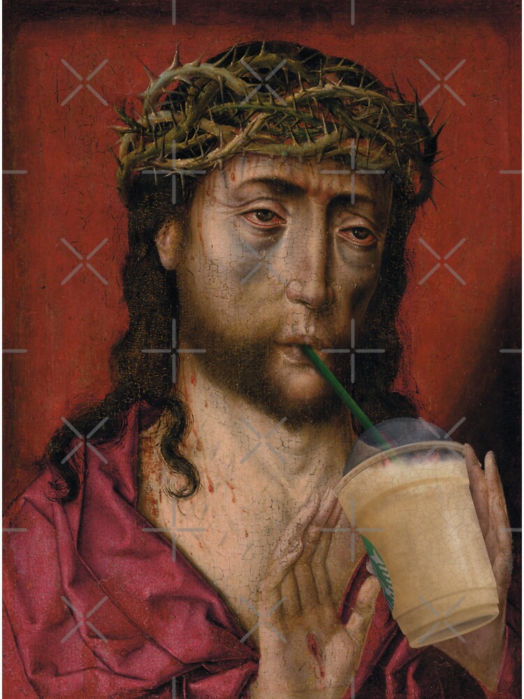 "Jesus drinking Ice Coffee" Sticker for Sale by artistiques | Redbubble